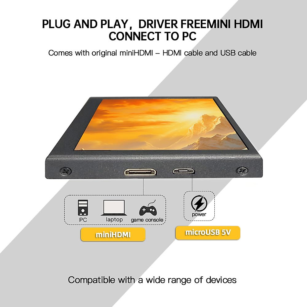 LESOWN 5 inch IPS Small Hdmi Monitor VESA Metal Shell 800x480 Mini LCD Screen Portable Display Monitor