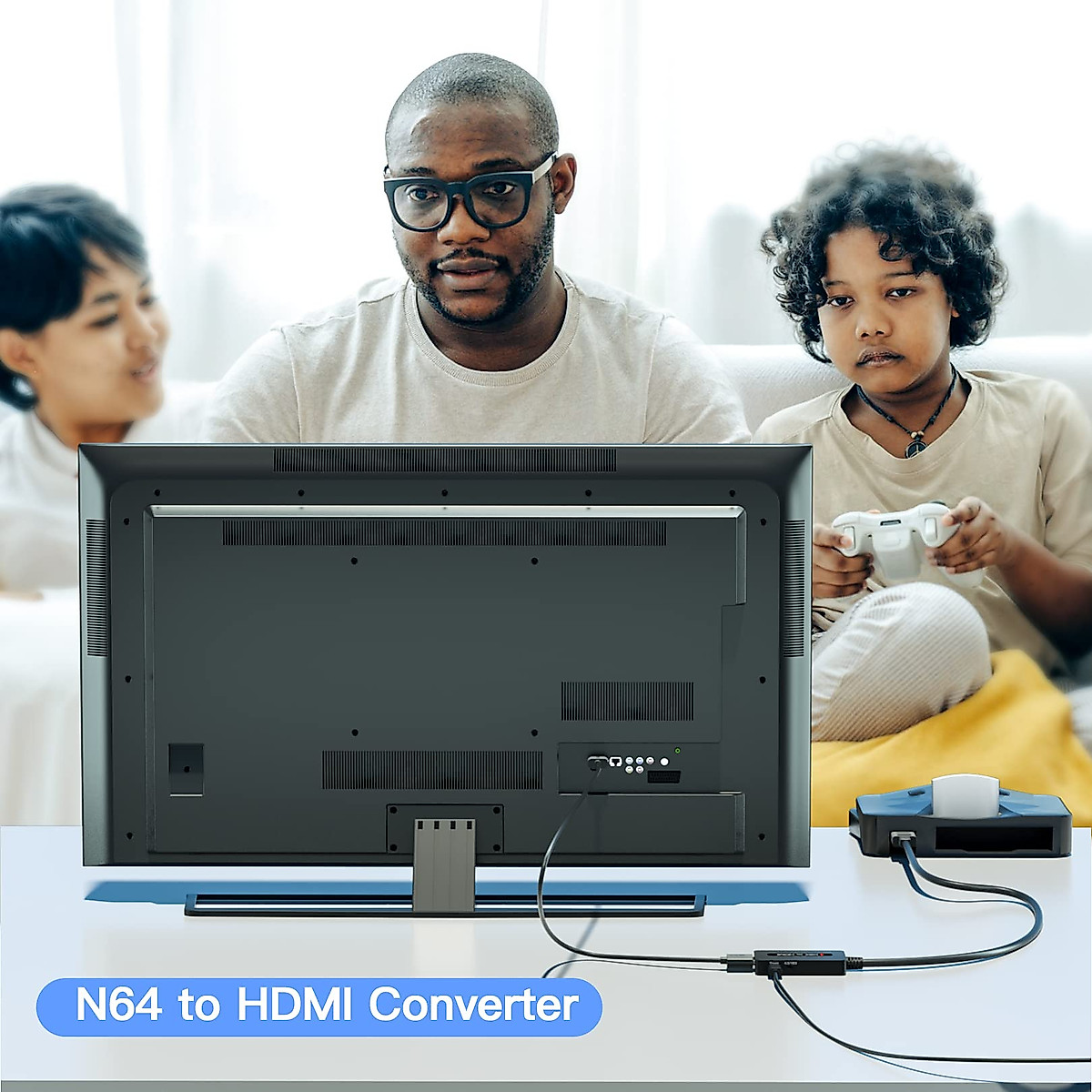 N64 to HDMI Converter, Supports 4 : 3/16 : 9 Ratio Switch, HDMI Cable for N64, Nintendo64 to HDMI Converter Cable Compatible with Nintendo 64/ Super SNES/NGC