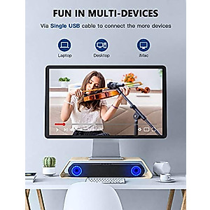 LENRUE Computer Speakers, USB Powered PC Speakers for Desktop Computer Laptop, iMac, Tablet, PS with Lights, Plug and Play (USB-Black)