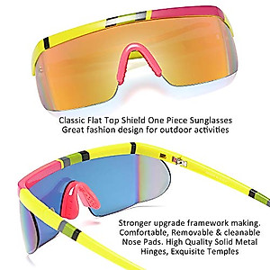 FEISEDY Oversized Mirror Shield Sport 80s Sunglasses Ski Goggles Flat Top One Piece Futuristic Visor Women Men B2522