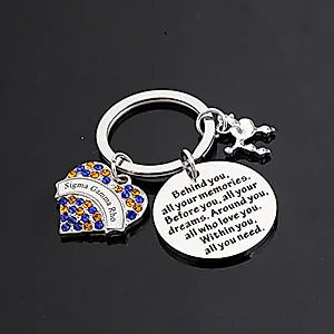 FEELMEM Sigma Gamma Rho Sorority Keychain Behind You All Your Memories Keychain Inspired Greek Sorority Gift Sorority Sister Jewelry (Sigma Gamma Rho-ky)
