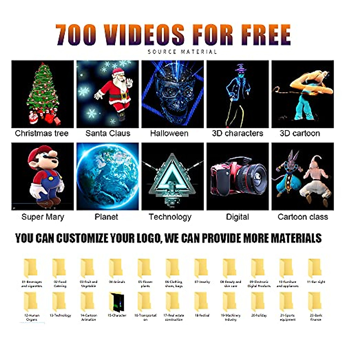 17.7 inch HD 3D Hologram Fan Projector Halloween Display 65s WiFi Bluetooth Can Be Found Projector Lamp 1400P Hi-Resolution Holographic Projector Fan is Best for Business,Store,Shop,Bar(17.7 inch HD)