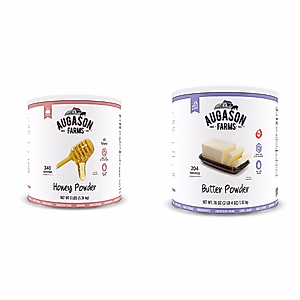 Augason Farms Honey Powder 3 lbs & Butter Powder 2 lbs 4 oz No. 10 Can
