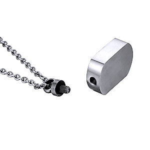 Valyria Personalized Fingerprint Jewelry Polished Blank Stamp Charm Urn Pendant Necklace Memorial Ash Keepsake(Fingerprint with Engraving)