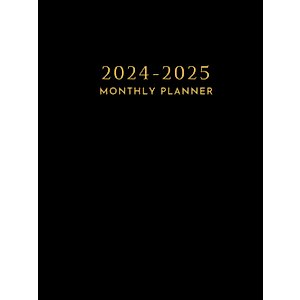 2024-2025 Monthly Planner Hardcover: 2 Year Monthly Planner Calendar Agenda Organizer Diary | Two Year 24 Months Schedule With Password Log, Contact Names And Notebook | Black Cover