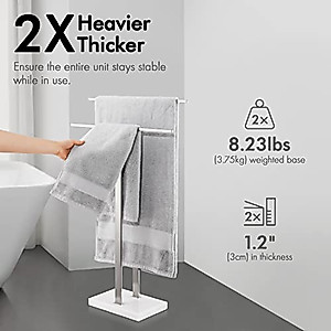 KES Standing Towel Rack & Natural Marble Toilet Paper Holder Stand, SUS304 Stainless Steel Brushed Finish, BTH217-2+BPH284S1-2