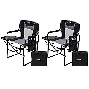 SUNNYFEEL Oversized Camping Directors Chair 2 Pack, Portable Folding Lawn Chairs for Adults Heavy Duty with Side Table,Pocket for Beach, Fishing,Picnic,Concert Outdoor, Foldable Camp Chairs