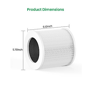 A1 Air Purifier Filters Compatible with VEWIOR Air Purifier A1 A1W HQSC-50 HQKJ-80, AMEIFU AP01W, KOIOS HQKJ-50 & Tailulu PUR0003, 3-in-1 Filter H13 True HEPA Air Purifier Replacement Filter, 1 Pack
