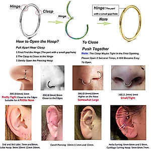 Lantine Septum Rings 316L Surgical Steel Septum Jewelry Nose Rings Hoops For Women Rook Daith Tragus Piercing Jewelry Hinged Cartilage Gold Hoop Earrings 16G