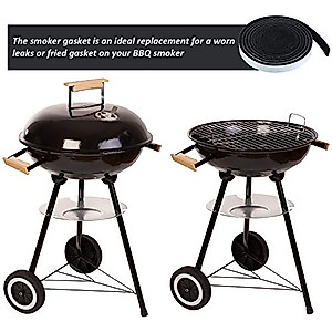 BBQ Gasket Black Grill Tape High Temp Grill Seal Self Stick Gasket, 7.5 Ft Length 1/8 Inch Thickness (2, 0.5 Inch Wide)