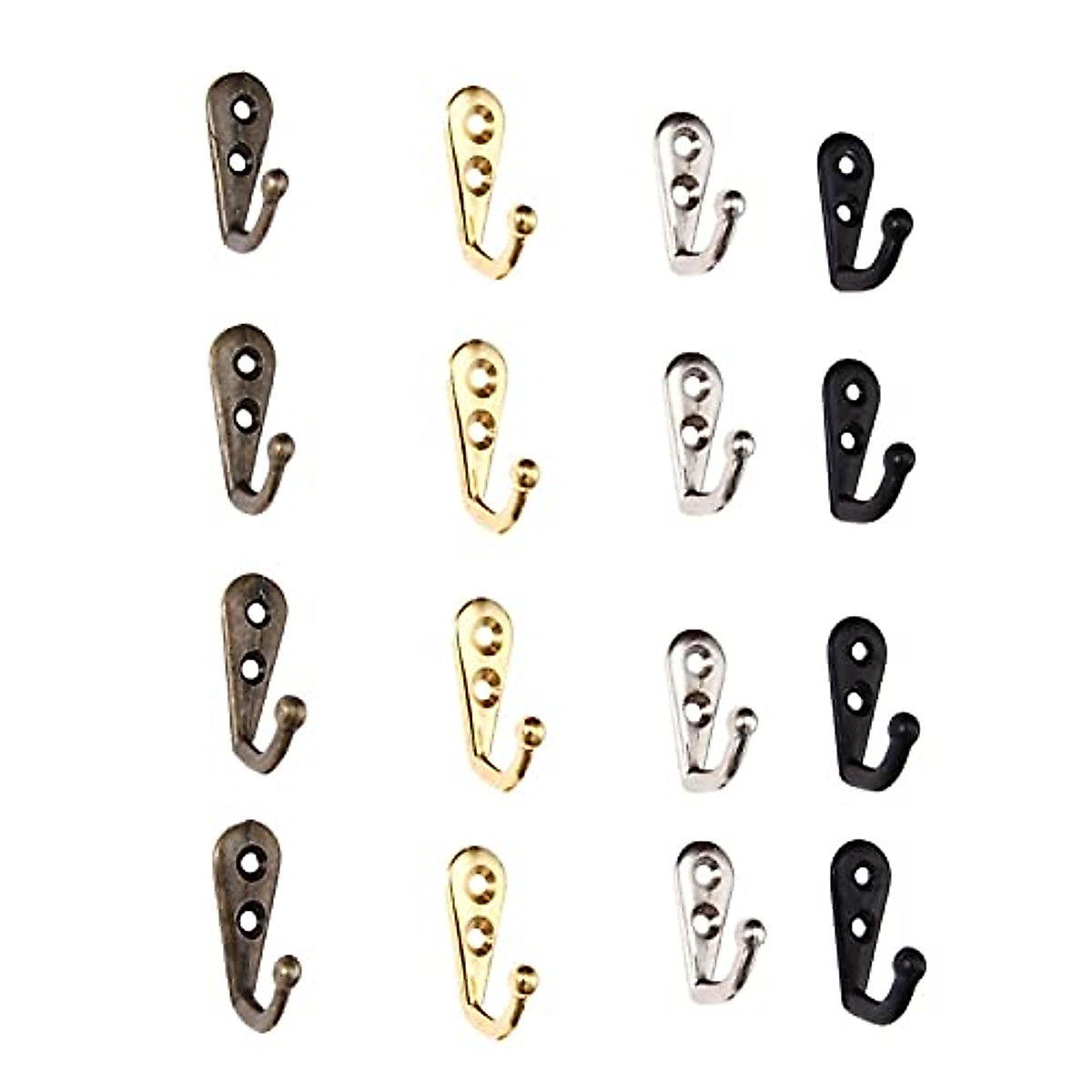 ANYUFEI 5Pcs Wall Hanger Curved Buckle Horn Lock Clasp Hook Zinc Alloy Door Wall Hooks Hanger Black/Gold/Silver/Bronze w/Screws (Size : C)