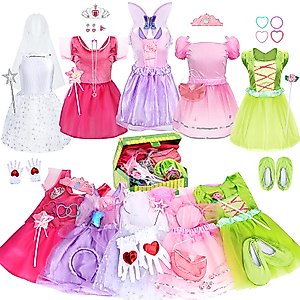 Fedio Dress up Clothes for Little Girls - Kids Dress up & Pretend Play Princess Dress up Trunk Costume for Girls 3-6 Years