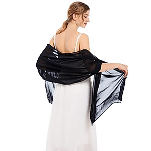 Vickorpen Shawls and Wraps Soft Chiffon Scarve Scarf For Evening Party Dresses Wedding Stole(Black1,one size)