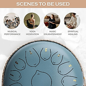 Lexington TGD-1213A 13 Notes 12 Inches Steel Tongue Tank Drum Set C Key, Tundra Blue