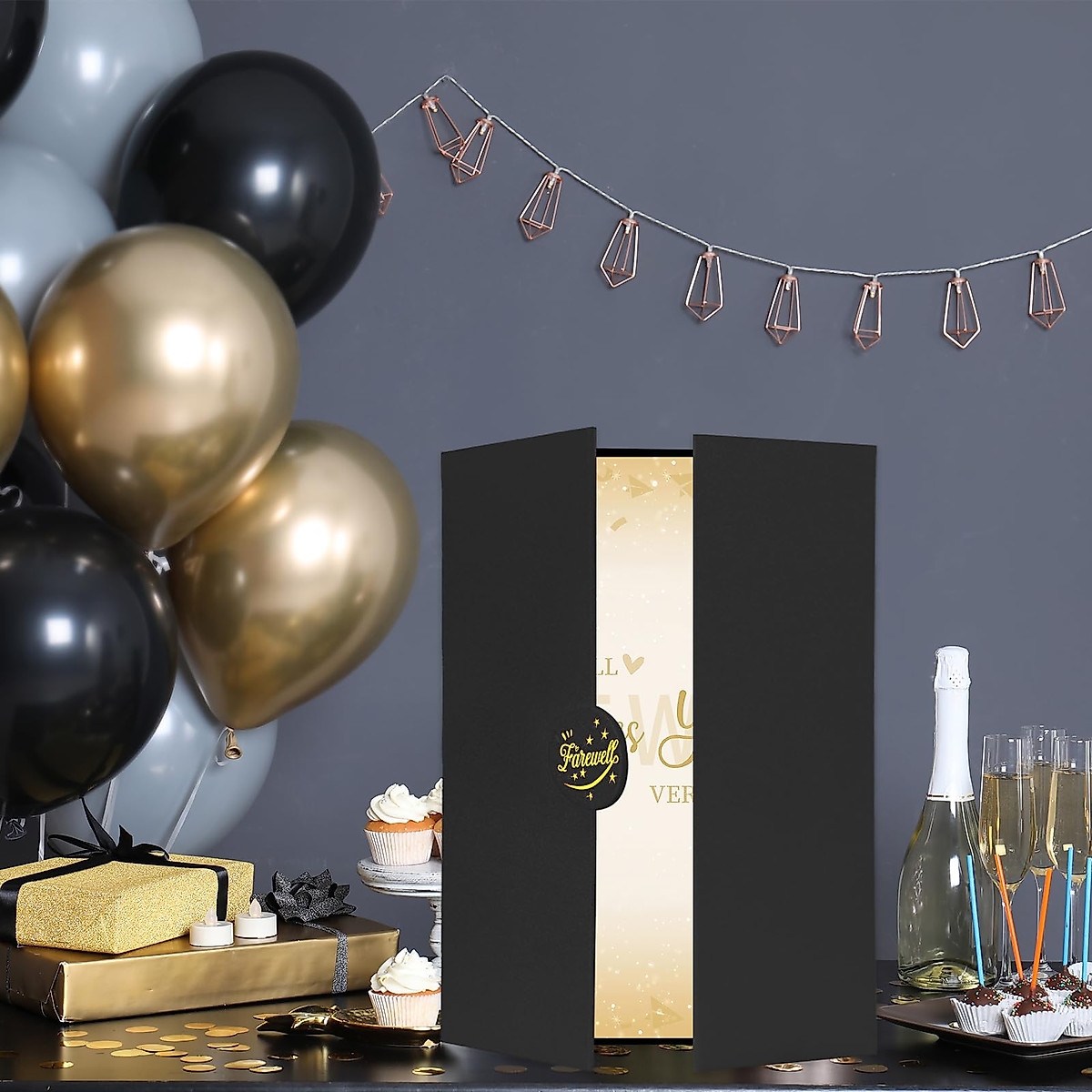 Vlipoeasn Black Gold Farewell Party Decorations, We Will Miss You Farewell Party Guest Book Alternative Signature Book, Retirement Going Away Gifts for Men, Women, Coworkers, Farewell Party Supplies