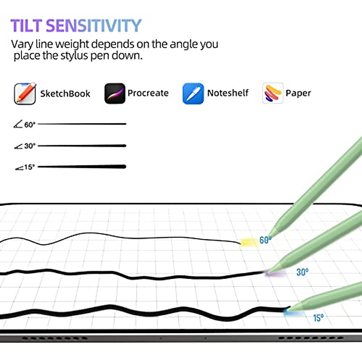 Apple Pencil for iPad Air 5/4/3rd, iPad Pro 11/12.9 Inch - Magnetic Stylus with Palm Rejection & Tilt Sensitivity, Green