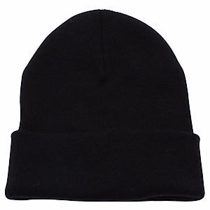 CUFFED PLAIN SKULL BEANIE HAT / CAP | Winter Unisex Knit Hat Toboggan For Men & Women | Unique & Timeless Clothing Accessories By Top Leve, Black