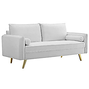 Modway Revive Performance Velvet Sofa, White , 32.5 x 72 x 33.5