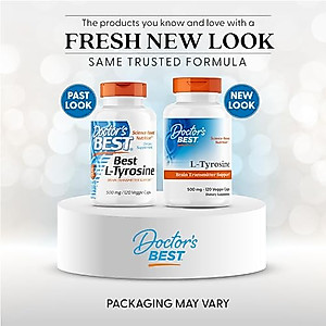 Doctors Best L-Tyrosine, 500 mg, Brain Transmitter Support, Non-GMO, Gluten Free 120 Veggie Caps
