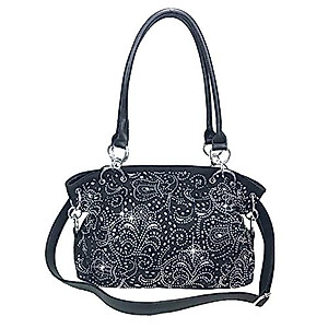 Zzfab Laser Cut Bling Purses Double handle purse Black