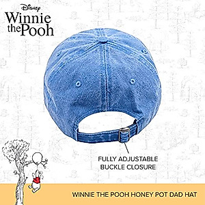 Disney Winnie The Pooh Dad Hat, Cotton Adjustable Adult Baseball Cap with Curved Brim, Blue, One Size