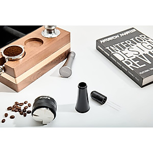 IKAPE WDT Tools, Espresso Stirrer Distribution Tool for Barista, 0.25MM 6 Needles Espresso Coffee Stirrer with Stand and Extra 6 Needles (Black)