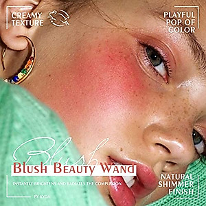 KYDA Blush Beauty Wand, Shimmer Face Blush with Cushion Applicator, Natural Pearl Finish, Silky Smooth Creamy Formula, Lightweight Blendable Blush Rouge Stick, by Ownest Beauty-Pearl Pink