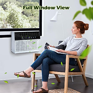 R.W.FLAME U-Shaped Air Window Conditioner 12000 BTU, Full Window View, Ultra Quiet AC Unit, Cools up to 550 Sq. Ft. Living Room/Bedroom/Home, Remote Control, Energy Efficient, Washable Filter, White