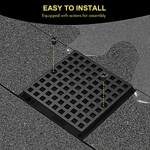 4" Matte Black Shower Drain Cover - Square Floor Drain Cover Replacement - Hair Catcher/Drain Strainer for Bathrooms, Showers, and Sinks - SUS304 Stainless Steel & CUPC Certified