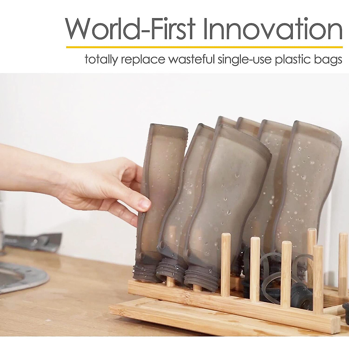 haakaa Reusable Silicone Breastmilk Storage Bag(9oz,5pk) Bottle Cleaning Brush Set| Breastmilk Freezer Bag|Breastfeeding Milk Pouch|Breast Pump Bag|Self Standing Storing Pouch- BPA Free- No Leak