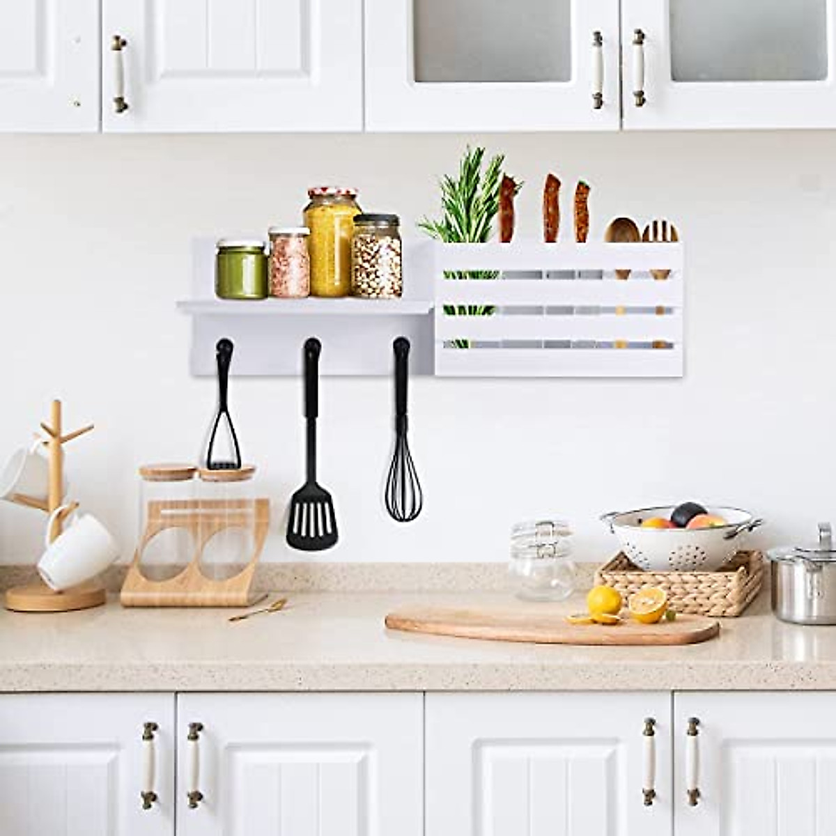 EMERIT Key Holder Wall Mail Organizer Decorative Mounted Organizer White Suitable for Entryway/Hallway