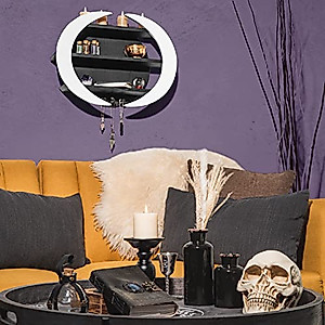 17” Double Crescent New Moon Crystal Shelf Display, Moon Wall Shelf, Wooden Moon Shelf, Large Moon Shelves, Crystal Display Shelf, Spiritual Altar Shelf for Healing Crystals, Moon Shelf for Stones