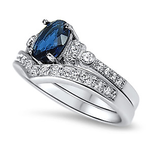 Sterling Silver His Hers TRIO Wedding Ring Set Matching Couples Rings For Women Men (9/12)