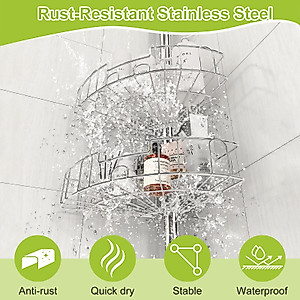 Shower Caddy Corner Tension Pole,Stainless Steel Adjustable Floor to Ceiling Corner Shower Caddy Stand for Bath Inside Shower Organizer Storage with Tension Pole,Rust-Resistant, 54 to 125 Inch