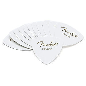 Fender Classic Celluloid Guitar Picks 346 Shape, White, Heavy, 12-Pack