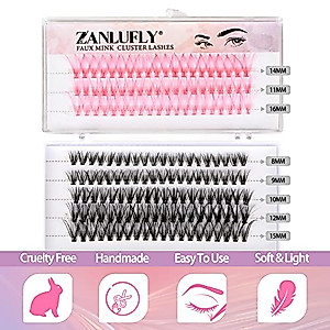 Individual Lashes DIY Eyelash Extension,160 Pcs Cluster Lashes zanlufly Mix colored lash Extension,8-16MM Mix Soft Lightweight Cluster Lashes for Home use