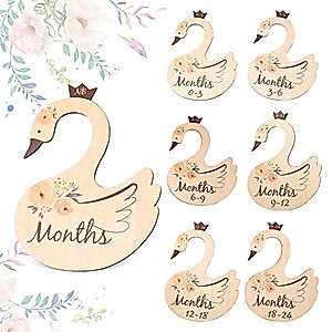 Wooden Baby Closet Dividers, 7x Closet Dividers for Baby Clothes, Swan Baby Clothing Size Age Dividers from Newborn to 24 Months - Floral Baby Clothes Dividers For Closet & Nursery Closet Organizer