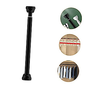 Vaguelly Telescopic Rod Hanging Coat Rack Wall Mounted Collapsible Wall Drying Rack Wall Mounted Holder Iron Pipe Brackets Curtain Rod Metal Pipe Bracket Nail-free Clothing Hanger Black