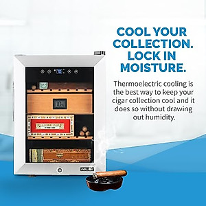 NewAir Electric Cigar Humidor Wineador | 250 Count | Stainless Steel Cooler with Opti-Temp Heating, Cooling Function 54-74F, and Spanish Cedar Shelves NCH250SS01