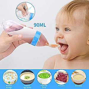 Food Feeder Baby Fruit Feeder Pacifier (3 Pcs) with 6 Different Sized Silicone Pacifiers 2 PCS Silicone Baby Food Dispensing Spoon 90ML with 2 Baby Spoons Silicone Bottle Brush Pacifier Clip