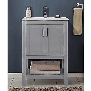 Saint Birch 24" Modern White Ceramic Bathroom Vanity Top Sink, with Single Faucet Hole