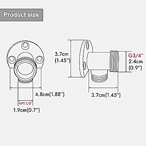 Aolemi Matte Black Installation Kit for Exposed Wall Mount Bathroom Faucet Outdoor Shower System Thermostatic Bar Mixer Valve Convert in-Wall to Surface Mount NPT 1/2 Male by G 3/4 Male Brass