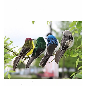 12Pcs Artificial Simulation Feather Birds with Clips Foam Birds Ornaments DIY Craft for Home Garden Wedding Decoration Party Accessories