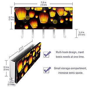 Coat Rack Wall Mounted, 5 Rail Wall Decorative Hooks Hanging for Clothes Hat Towel Purse Key, 7 Inches, 4.4lbs(Max), Sky Lantern Festival