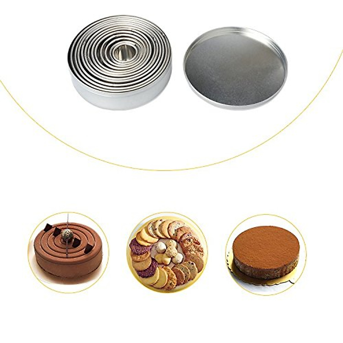 Homy Feel Round Cookie Biscuit Cutter Set 12 Circle Pastry Donut Doughnut Cutter Set Round Cookie Cutters Circle Baking Metal Ring Molds