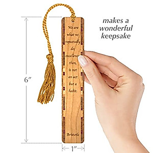 Aristotle Excellence Quote, Engraved Wooden Bookmark - Also Available with Personalization - Made in USA
