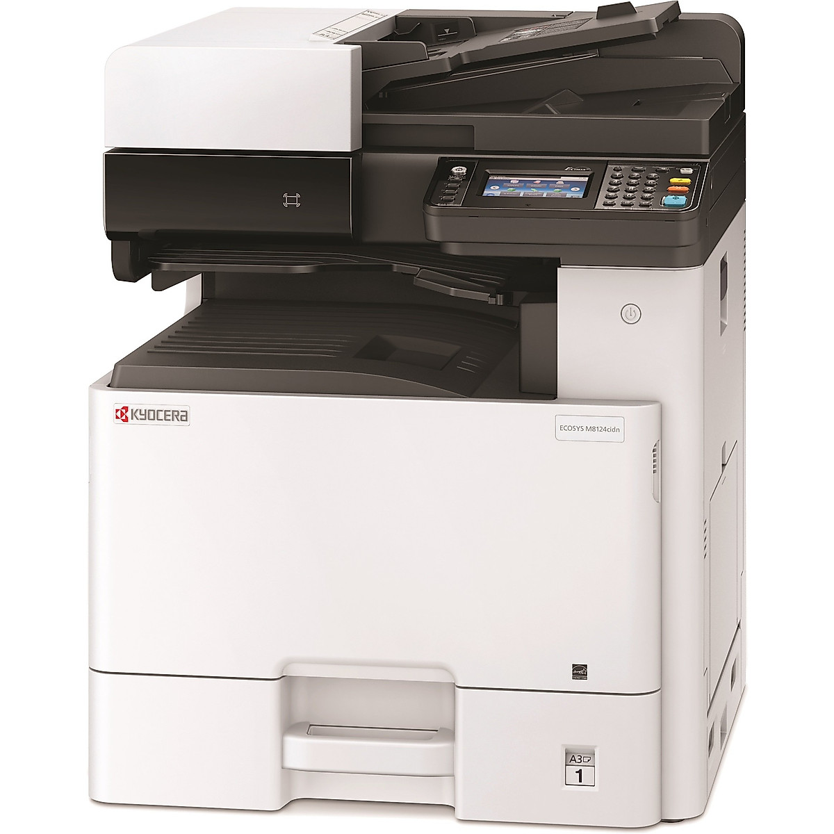 Kyocera 1102P42US0 Model ECOSYS M8124cidn Color A3 MFP Multi-Function Laser Printer (Print/Scan/Copy/Fax), 24 ppm Color, Resolution 600 x 600 dpi Up To Fine 1200 x 1200 dpi, Duplex, HyPAS Capable
