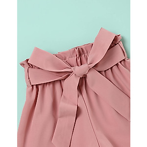 oklady Toddler Girl Clothes Ruffle Floral Embroidery Shirt and Shorts Set (Pink-A, 3-4 T)