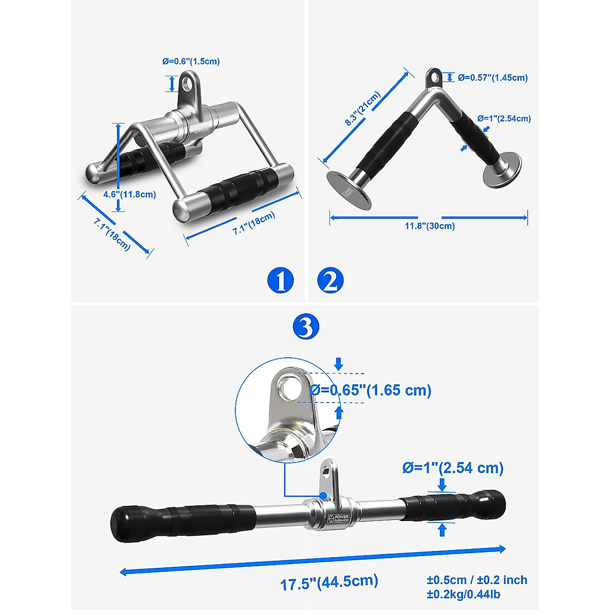 POWER GUIDANCE Triceps Pull Down Attachment, Cable Machine Accessories for Home Gym, LAT Pull Down Attachment Weight Fitness - LAT Pull Down Bar, V Bar with Rotation, V-Shaped Bar