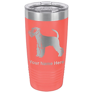 LaserGram 20oz Vacuum Insulated Tumbler Mug, Schnauzer Dog, Personalized Engraving Included (Coral)